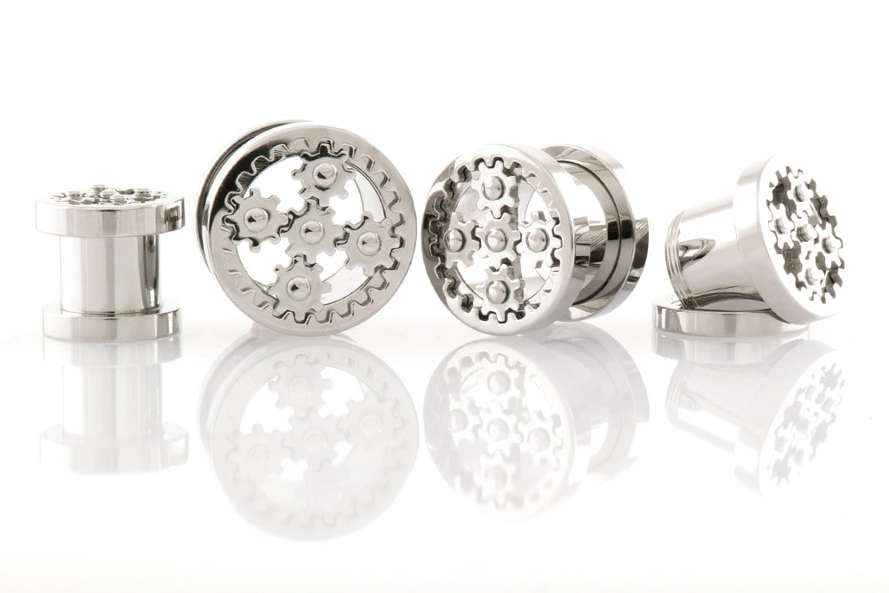 Surgical steel tunnel MOVEABLE GEARS ++SALE++ | PIERCINGLINE